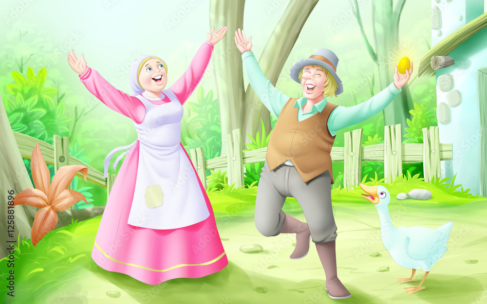 The goose and the golden egg story (8+9) Stock Illustration | Adobe Stock