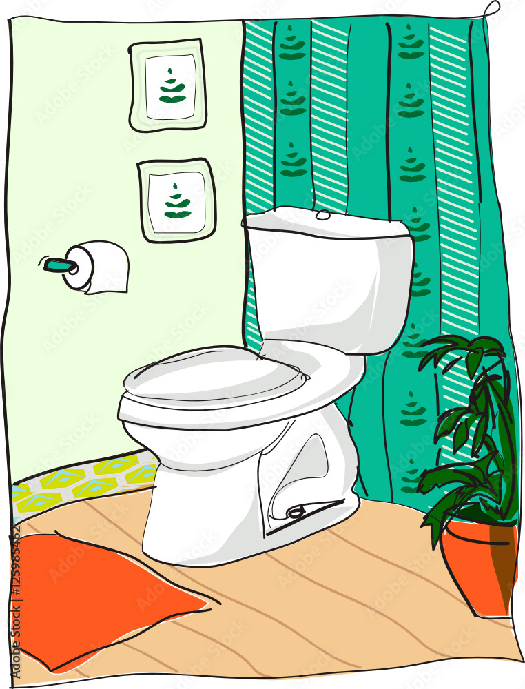 Toilet in home. Vector illustration. Stock Vector | Adobe Stock