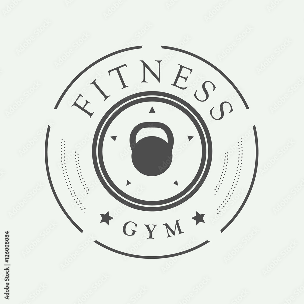 Gym logos, labels and slogans in vintage style. Vector illustration ...