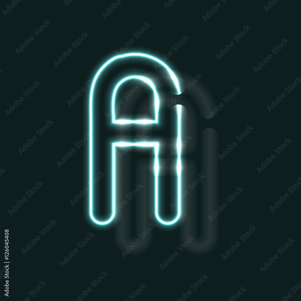 Neon alphabet. Glowing contour font. Realistic vector letter of neon ...