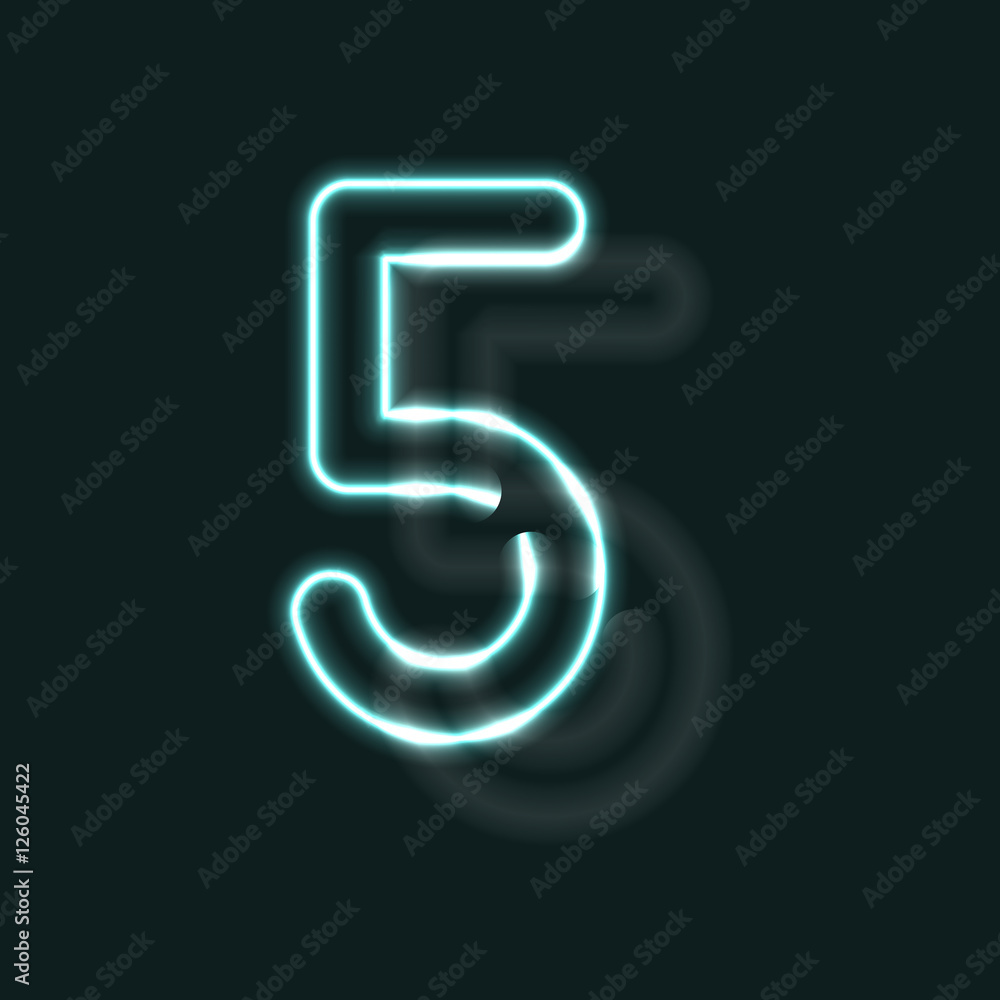 Neon alphabet. Glowing contour font. Realistic vector letter of neon ...