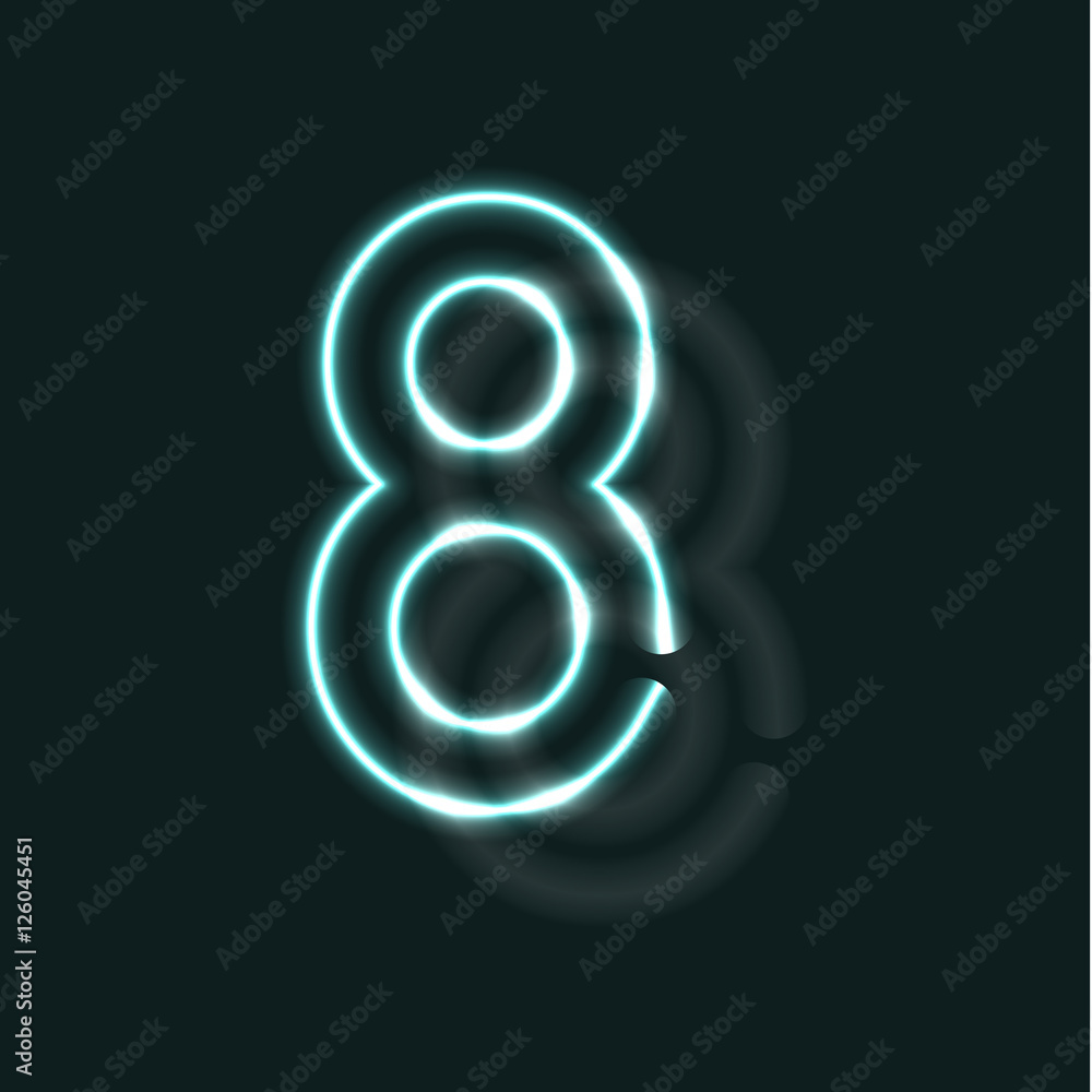 Neon alphabet. Glowing contour font. Realistic vector letter of neon ...