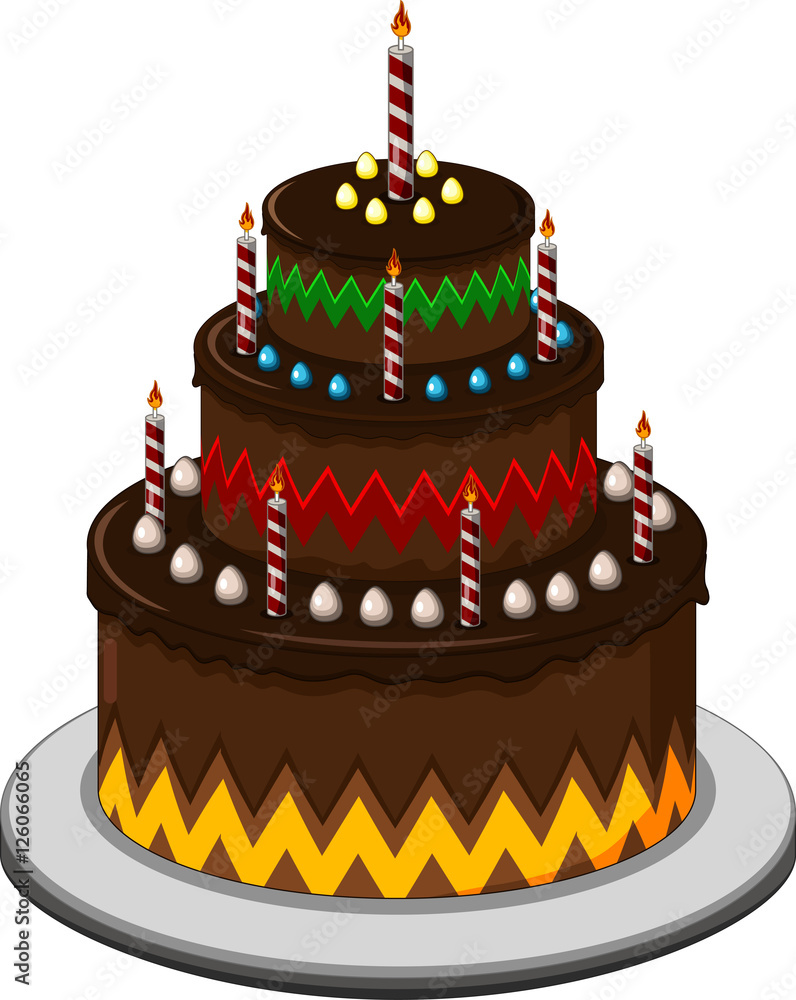 Big cartoon birthday cake Stock Illustration | Adobe Stock