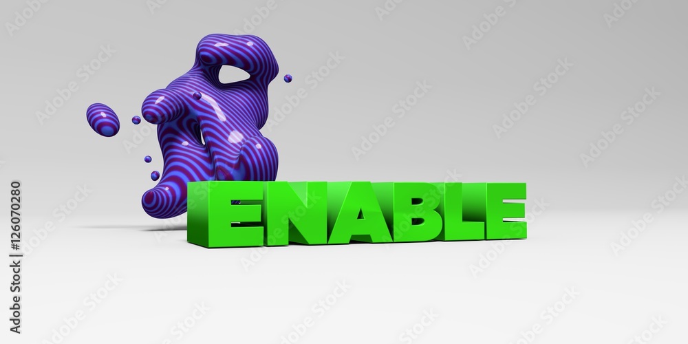 ENABLE - color type on white studiobackground with design element - 3D ...