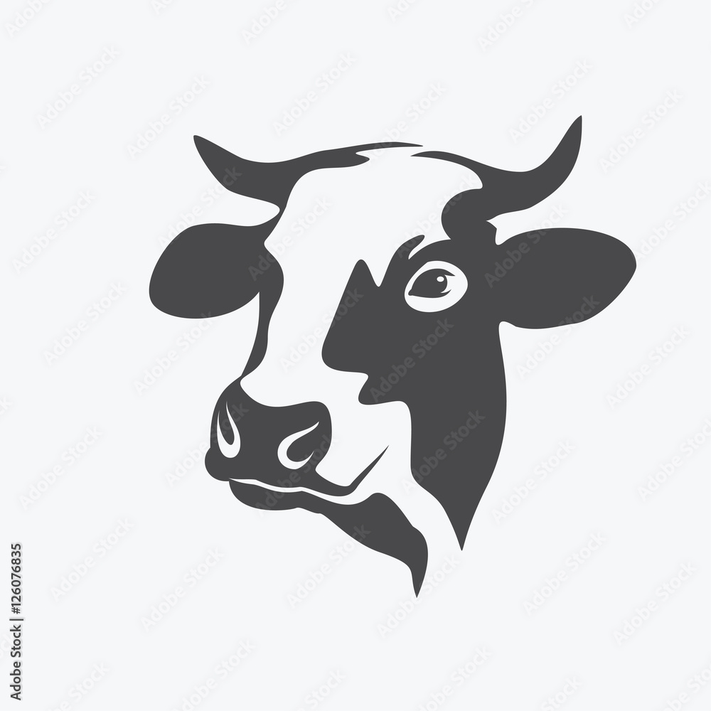 holstein cow portrait stylized vector symbol Stock Vector | Adobe Stock