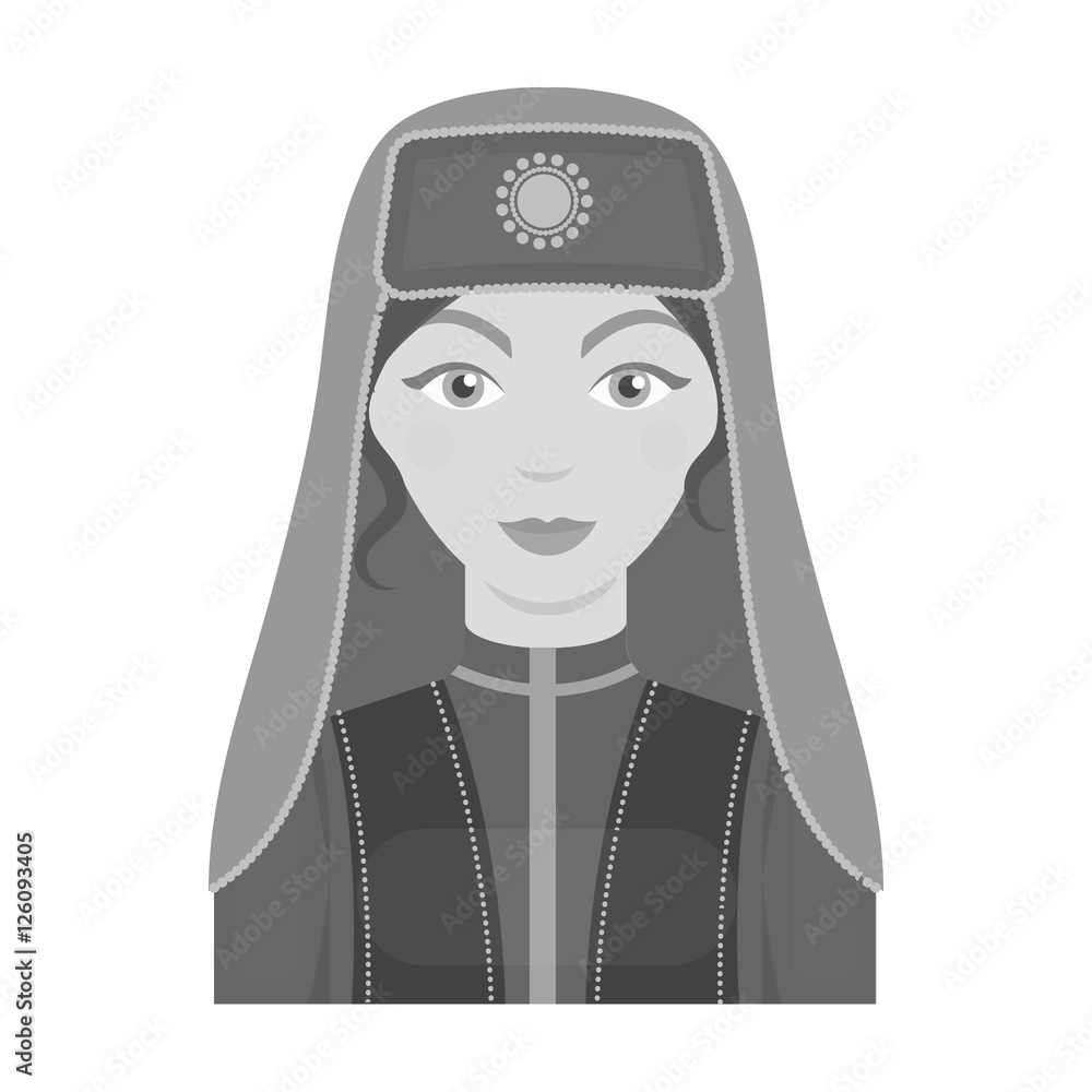 Turkish woman icon in monochrome style isolated on white background ...