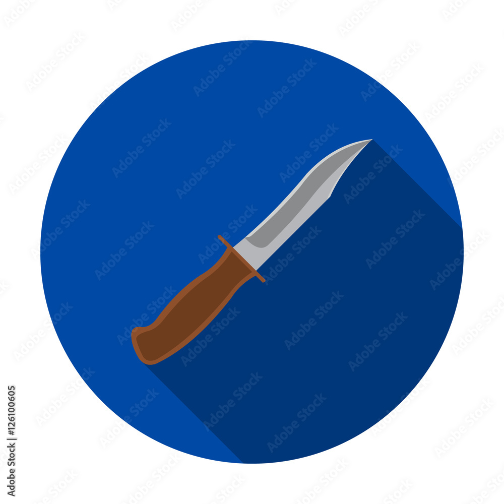 Military combat knife icon in flat style isolated on white background ...