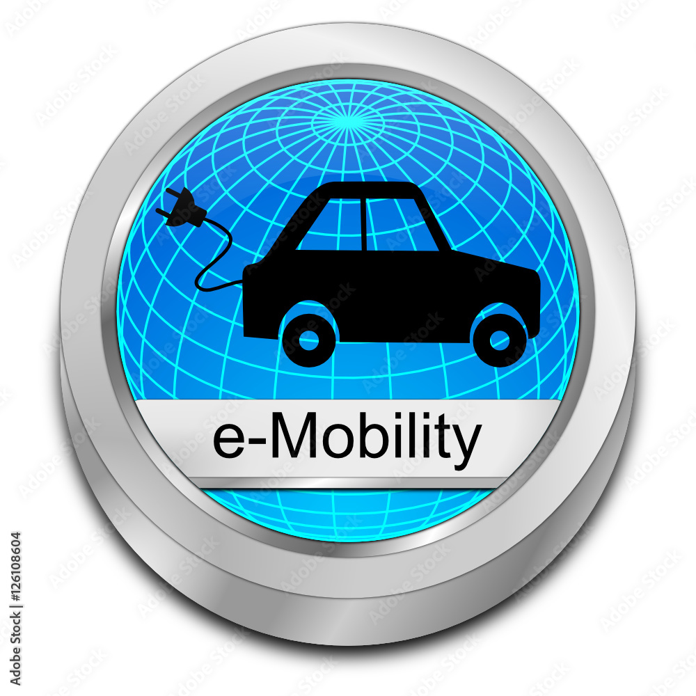 Stock-Vektorgrafik „e-Mobility Button - 3D illustration“ | Adobe Stock