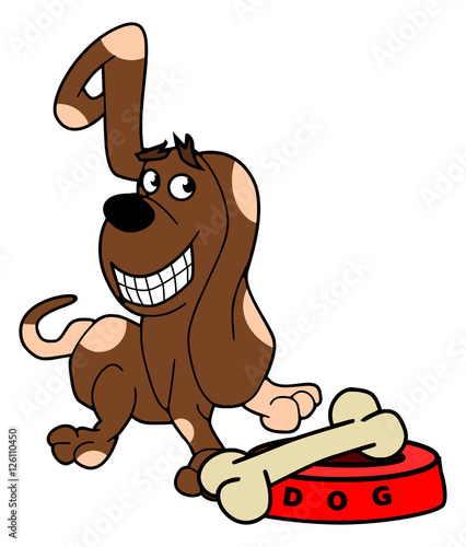 Hond met bot Stock Illustration | Adobe Stock