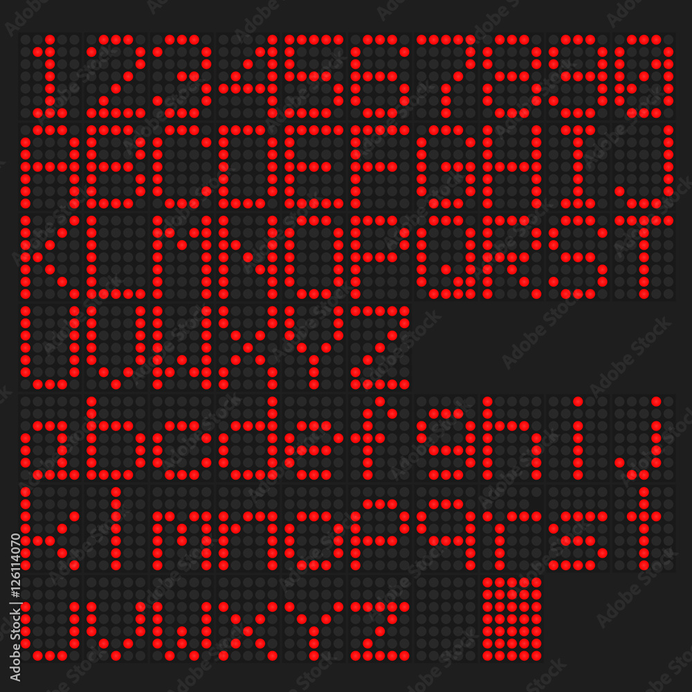 Red led uppercase and lowercase English alphabet, number Stock Vector ...