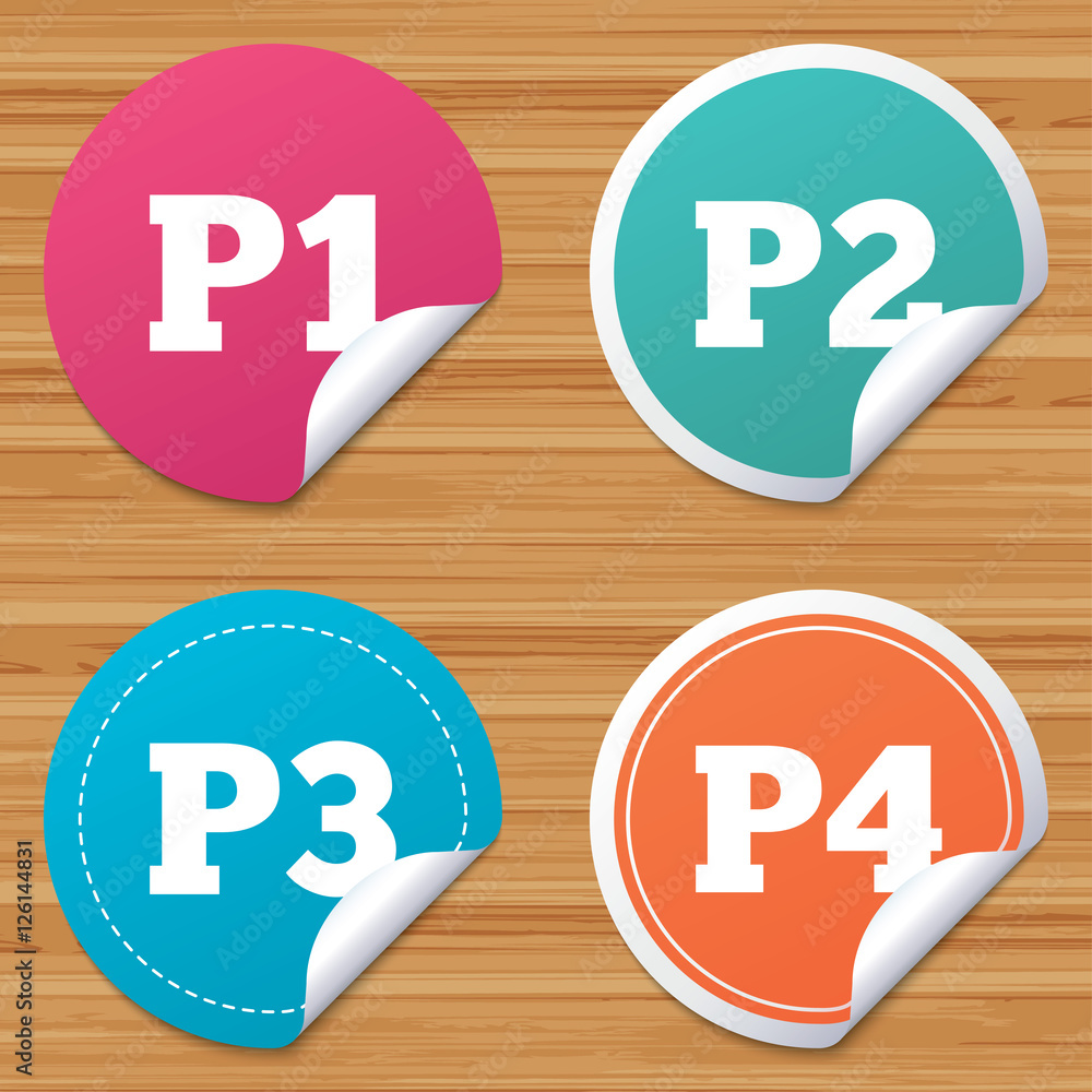 Round stickers or website banners. Car parking icons. First, second ...