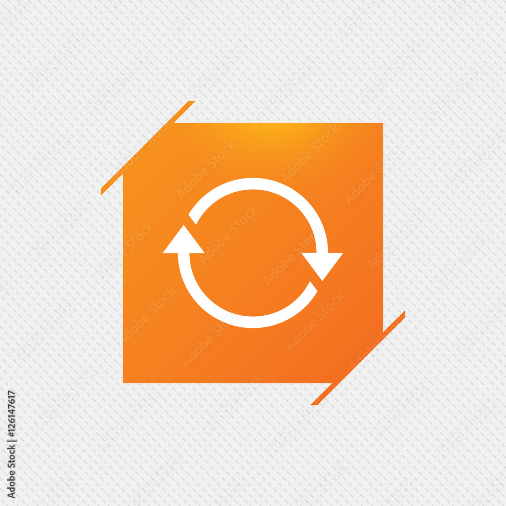 Rotation icon. Repeat symbol. Refresh sign. Orange square label on ...