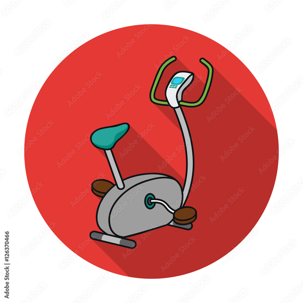 Exercise bicycle icon in flat style isolated on white background. Sport ...