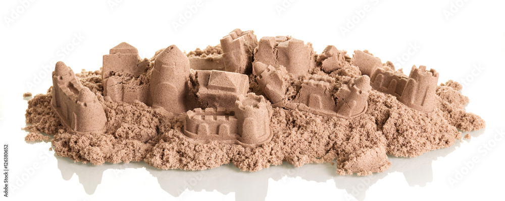 Sand Castles destroyed isolated on white. Stock Photo | Adobe Stock