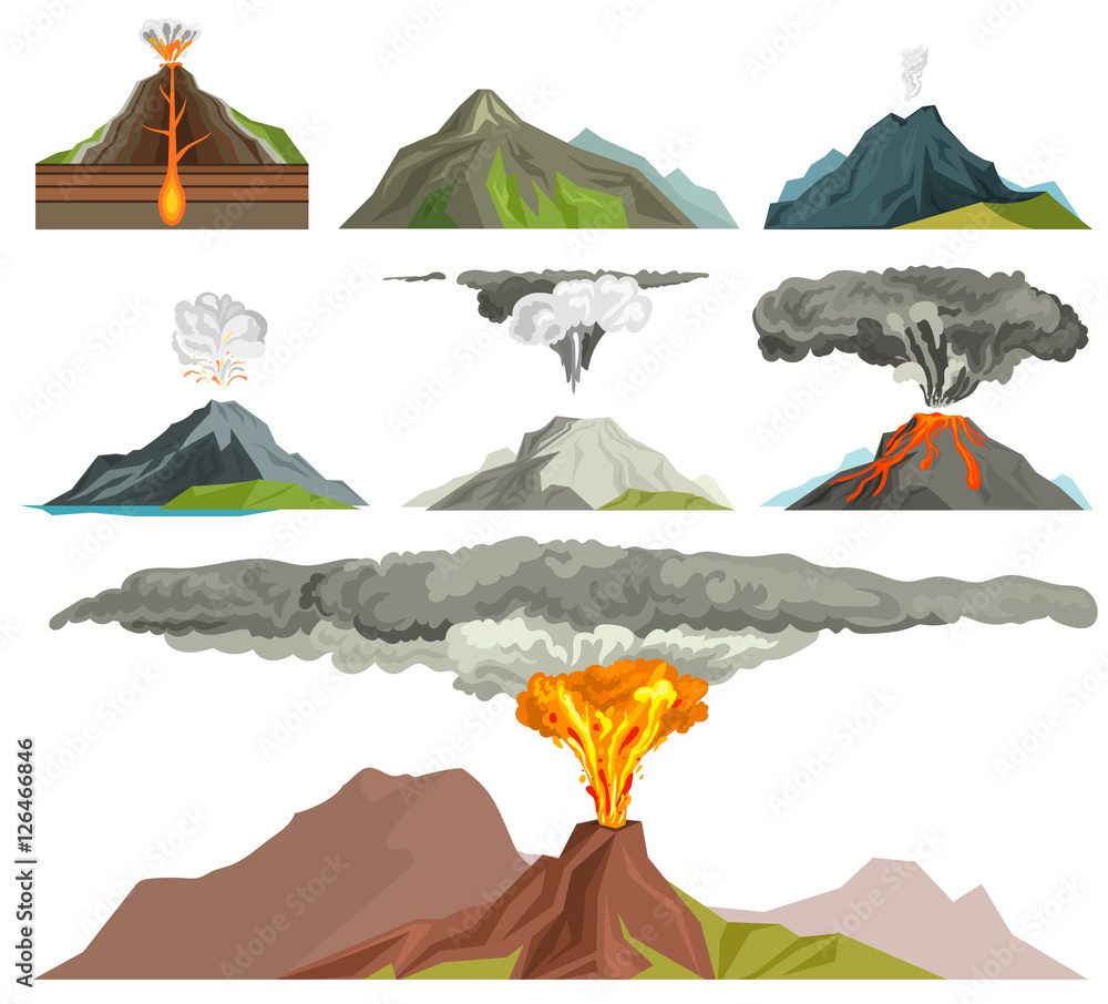 Volcano vector illustration. Stock Vector | Adobe Stock