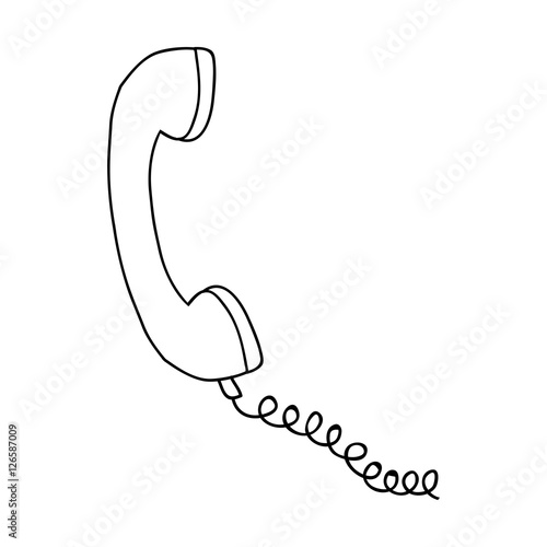 telephone handset with cord icon over white background. vector ... telephone handset with cord icon over white background. vector ...