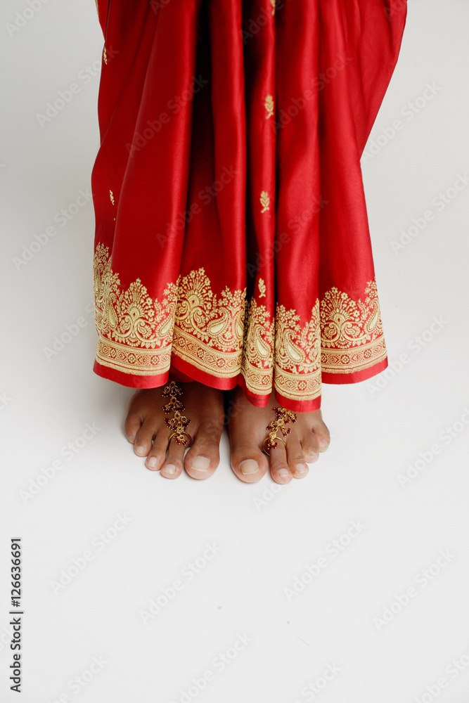 Woman's feet with traditional Indian toe ring Stock Photo | Adobe Stock