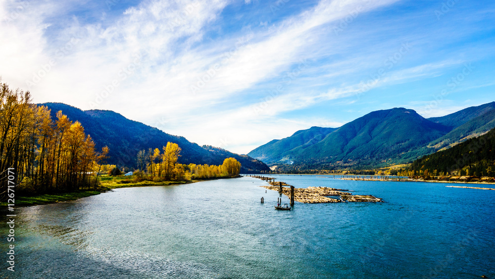 Harrison River at Harrison Mills as it flows through the Fraser Valley ...