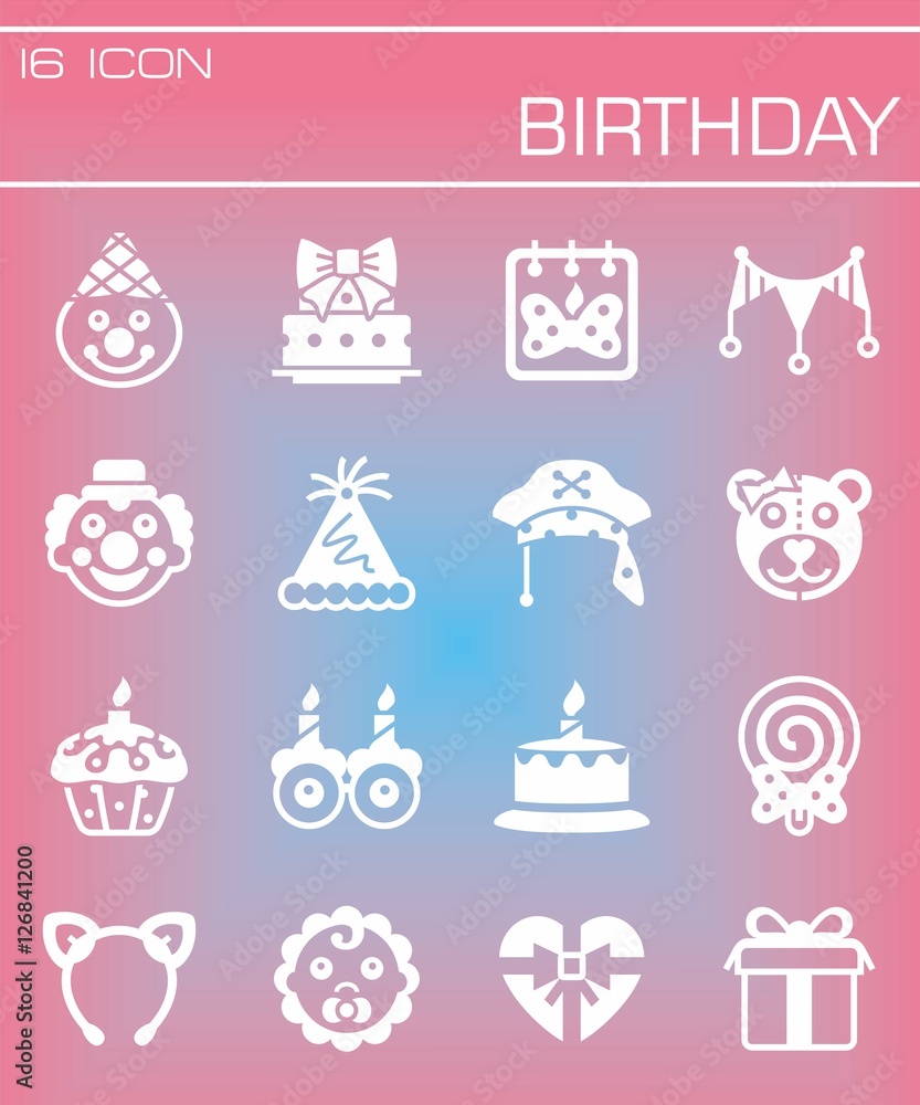 Vector Birthday icon set Stock Vector | Adobe Stock