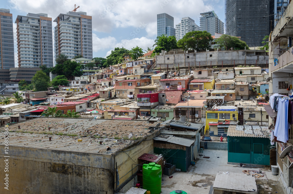 Colorful houses of the poor inhabitants of Luanda, Angola. These ...