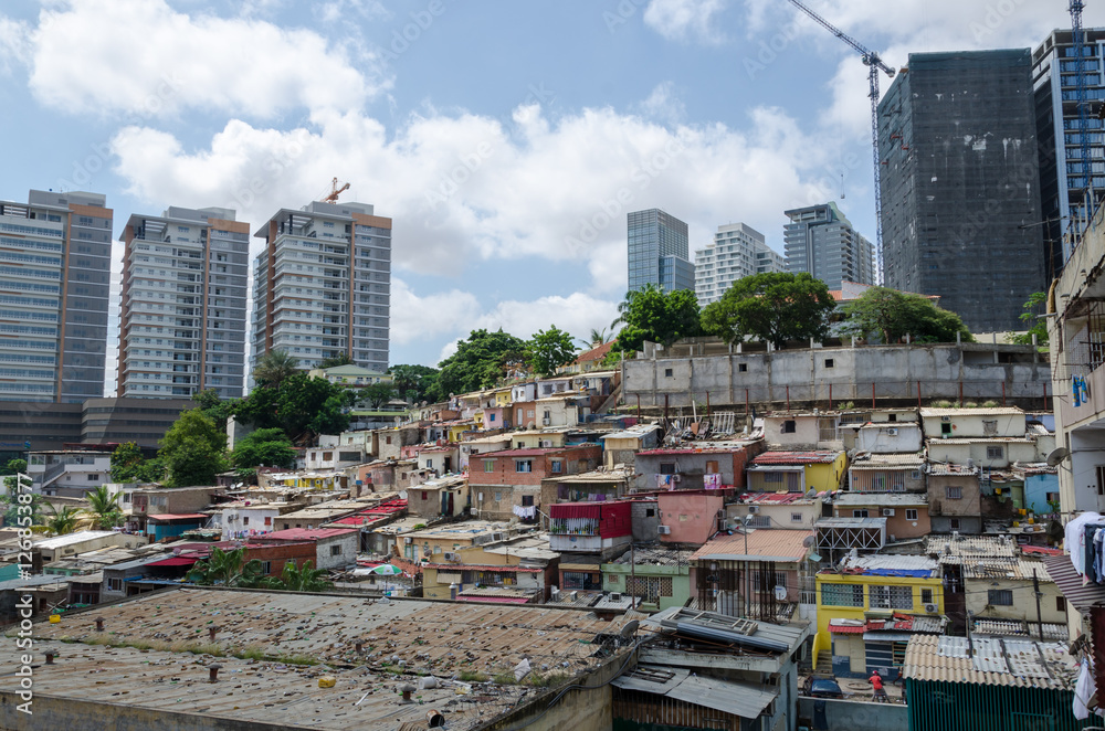 Стоковое фото «Colorful houses of the poor inhabitants of Luanda ...