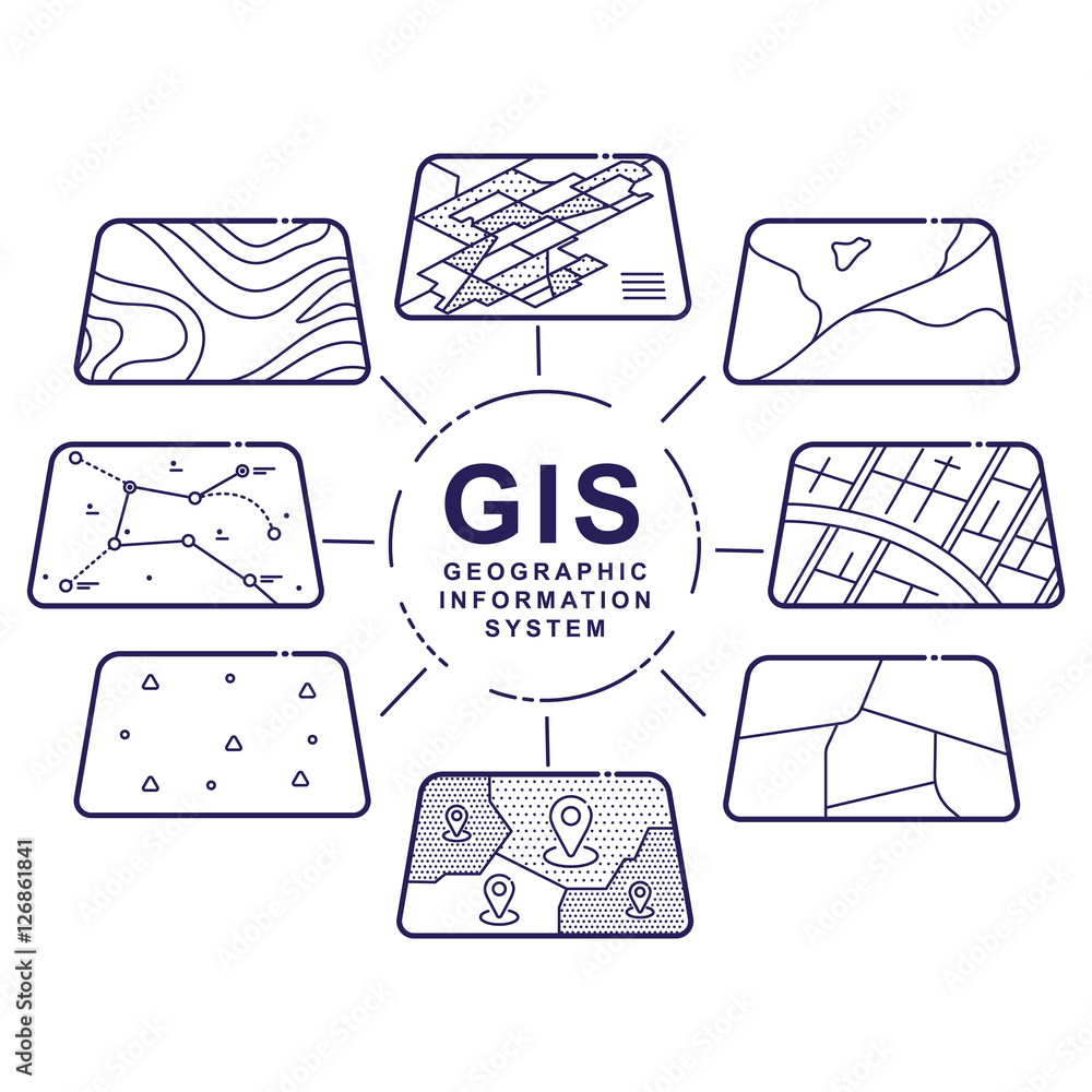 Vector Illustration of GIS Spatial Data Layers Concept for Infographic ...