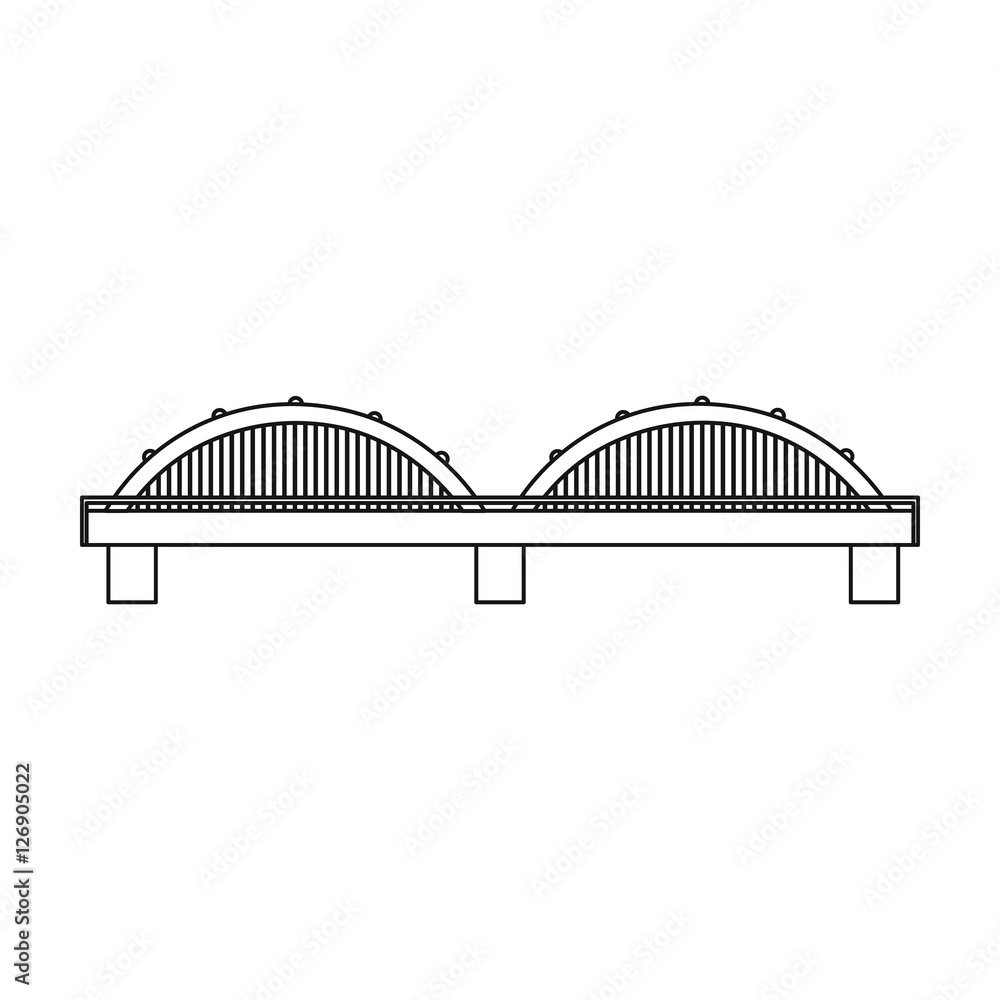 Bridge icon in outline style isolated on white background. Building ...