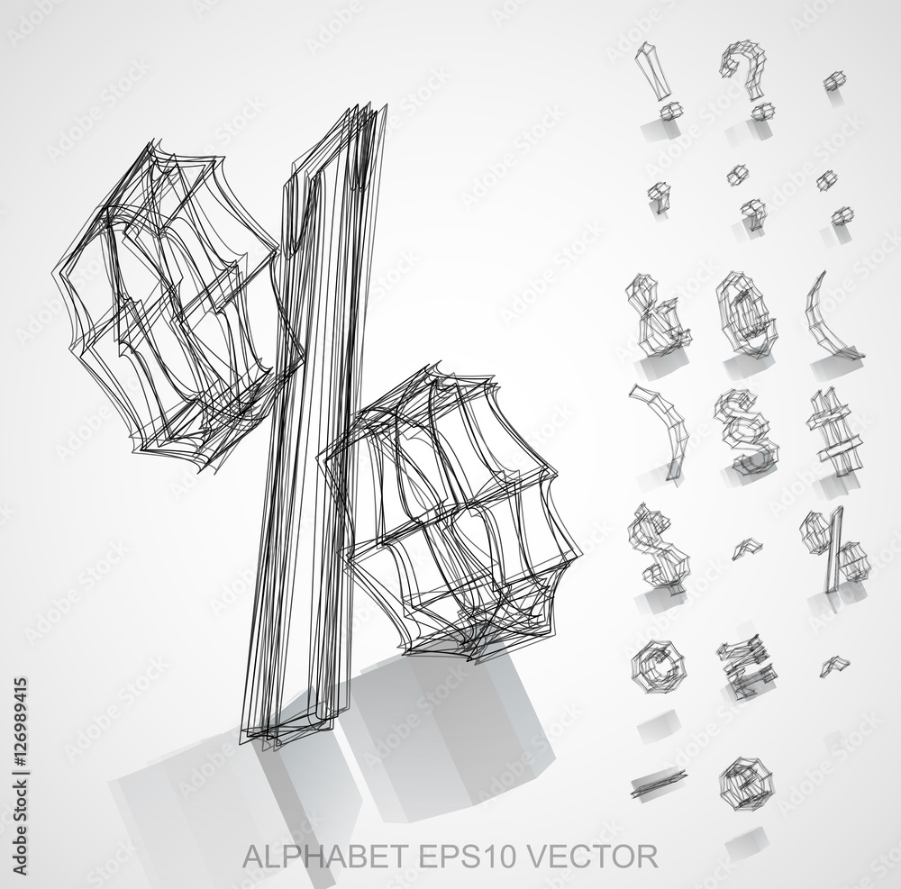 Vector illustration of a sketched Symbols. Hand drawn 3D Symbols. Stock ...