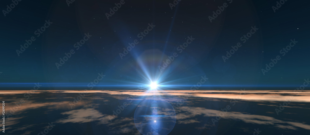 planet sunrise from space Stock Photo | Adobe Stock