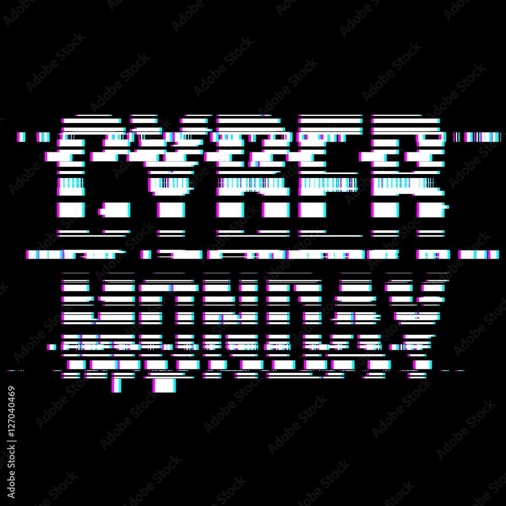 Vector de Stock Glitch Cyber Monday abstract typography, distortion effect, bug, error, random ...