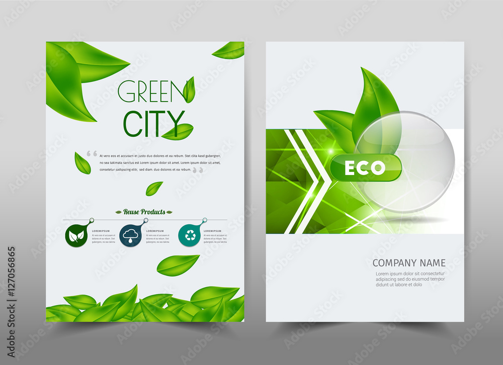 Green ecology design on background.Brochure template layout,cover ...