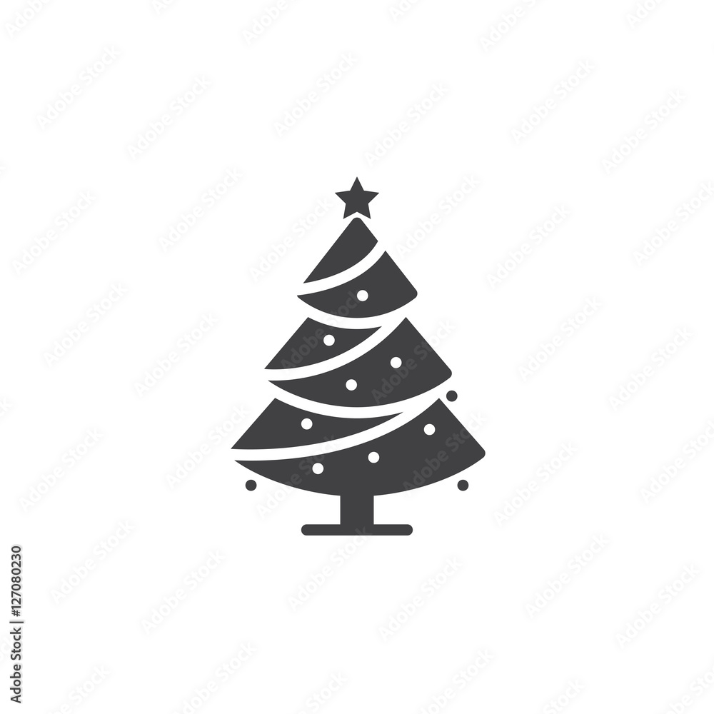 Christmas tree icon vector, decorated conifer filled flat sign, solid ...