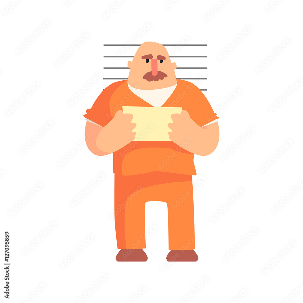 Criminal In Orange Prison Uniform Taking Picture With Prison Number ...