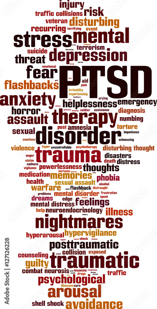 PTSD word cloud concept. Vector illustration Stock Vector | Adobe Stock