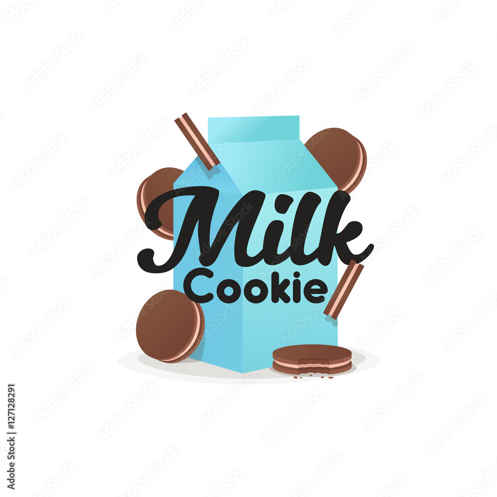 Milk cookie logo, label Stock Vector | Adobe Stock