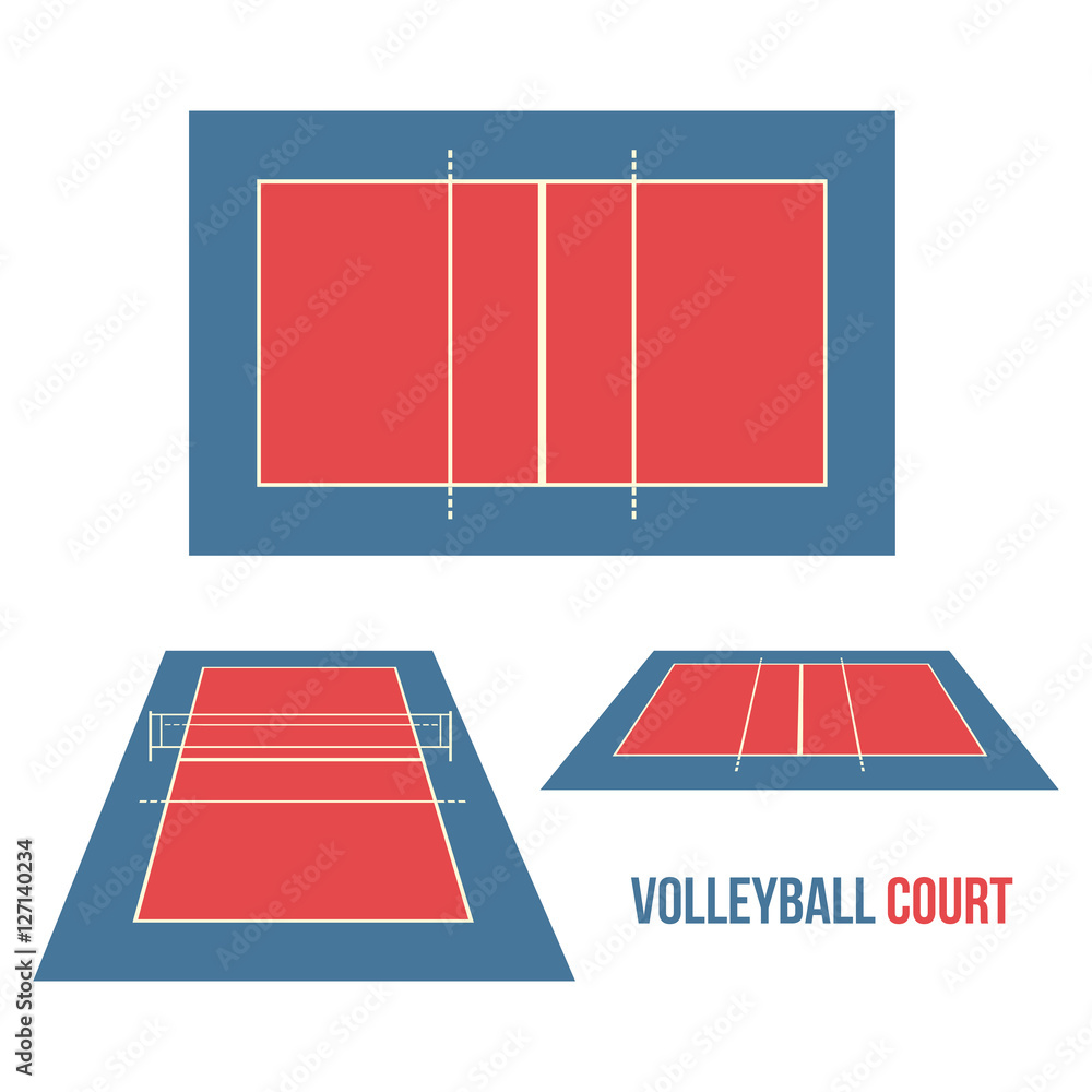 Volleyball Court Field Perspective Vector Graphic Illustration - Color ...