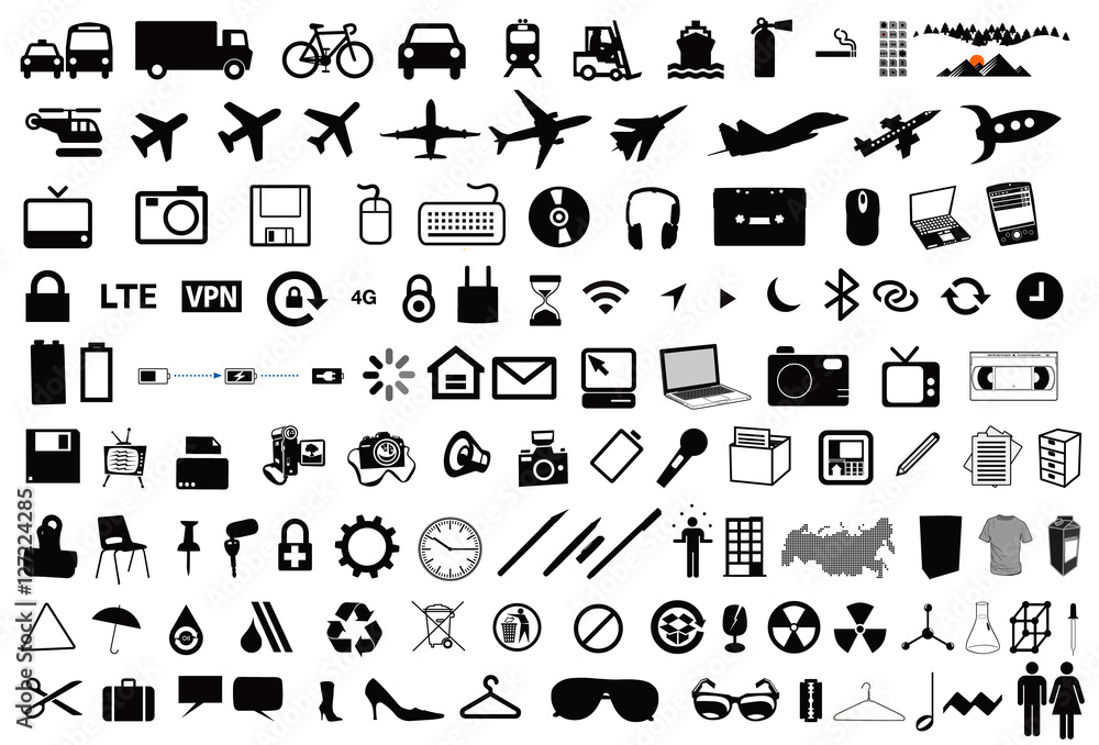 vector objects icons pictograms signs Stock Vector | Adobe Stock