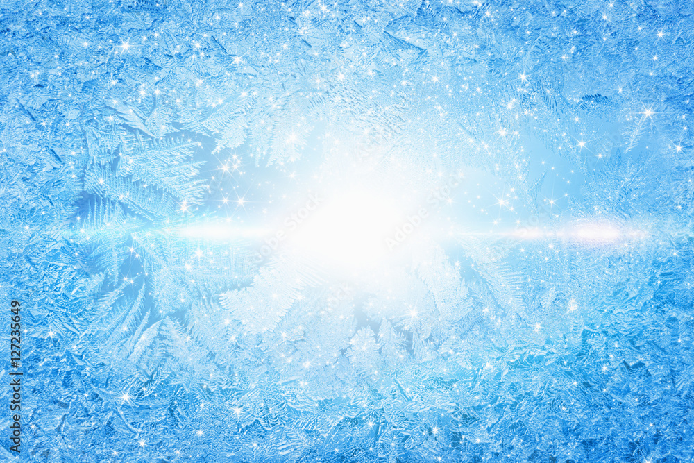 Bright sun shines through frozen window Stock Photo | Adobe Stock