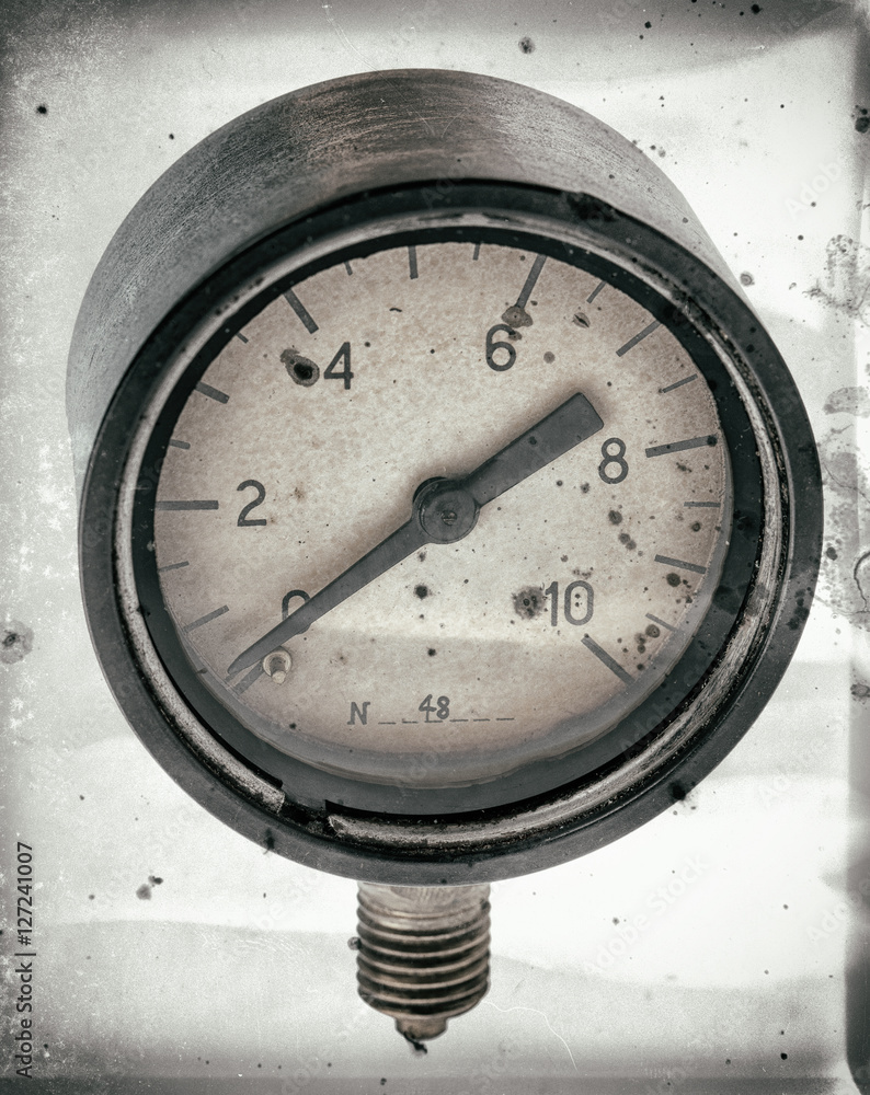 The old vintage measuring device with a scale from 0 to 10, and the ...