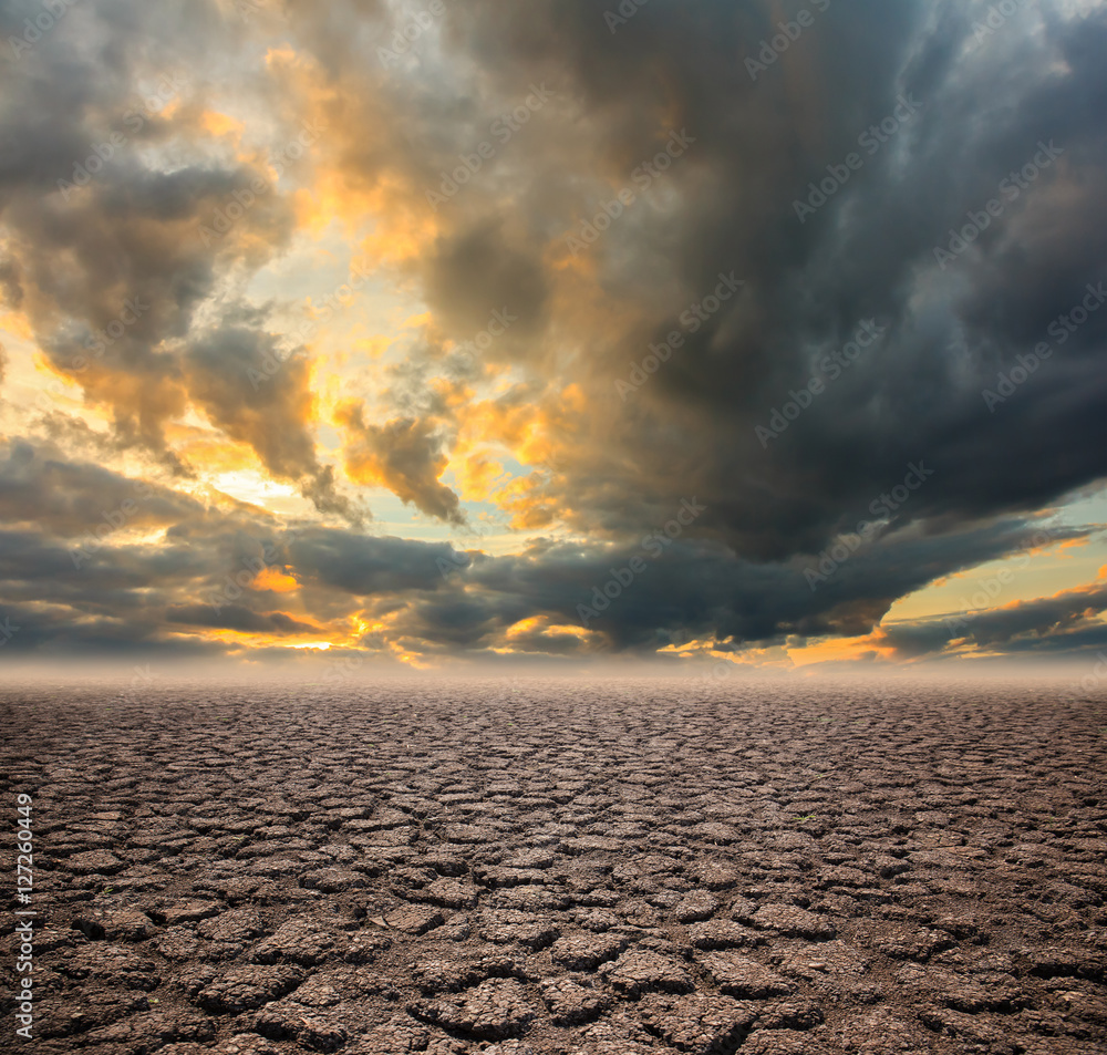 Drought land and Sunset sky background Stock Photo | Adobe Stock