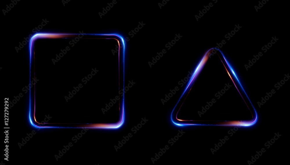 Glowing frames black background. Square glow borders. Sparkling ...
