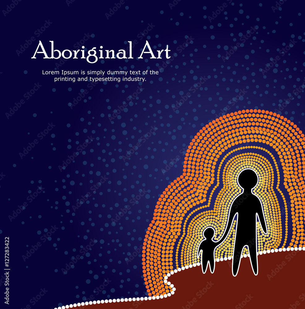 Aboriginal art. Vector Banner with text. Stock Vector | Adobe Stock