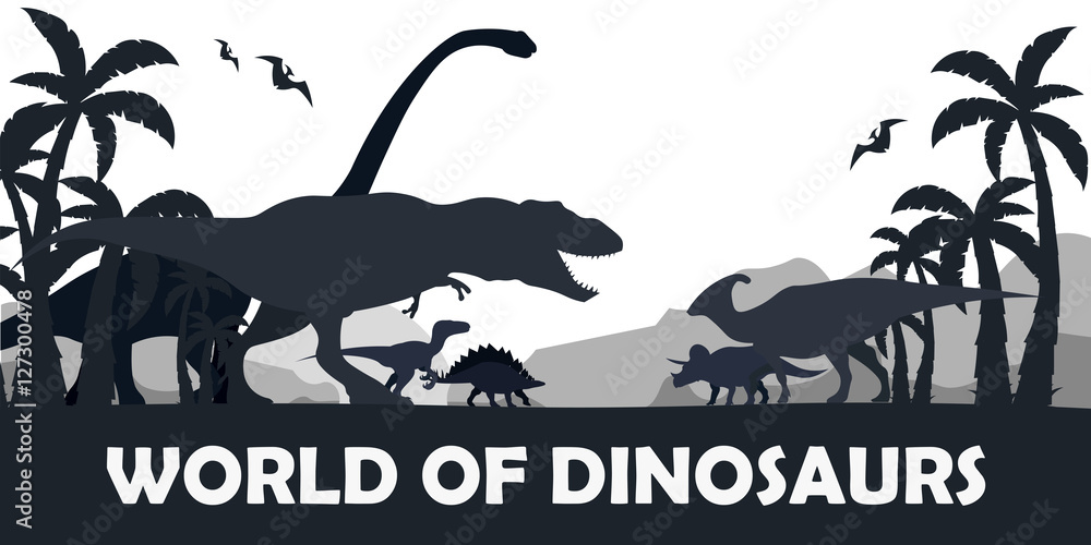 Set World of dinosaurs. Prehistoric world. T-rex, Diplodocus ...