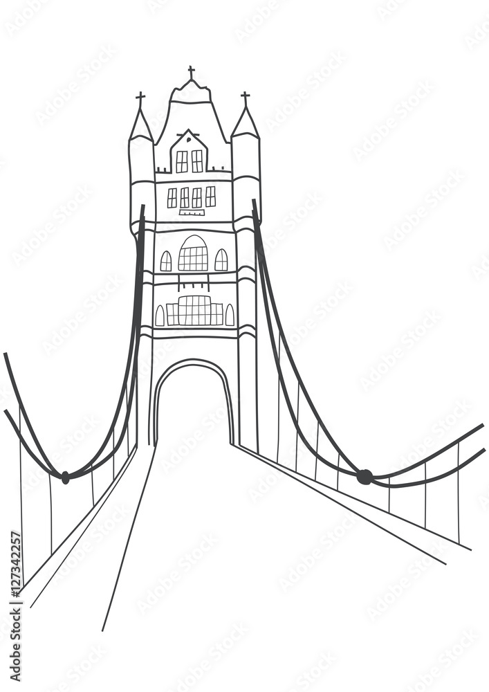London Tower Bridge, front view Stock Illustration | Adobe Stock
