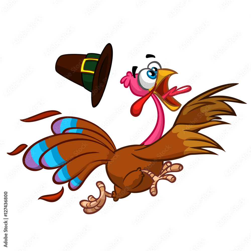 Happy turkey cartoon running . Vector cartoon Stock Vector | Adobe Stock