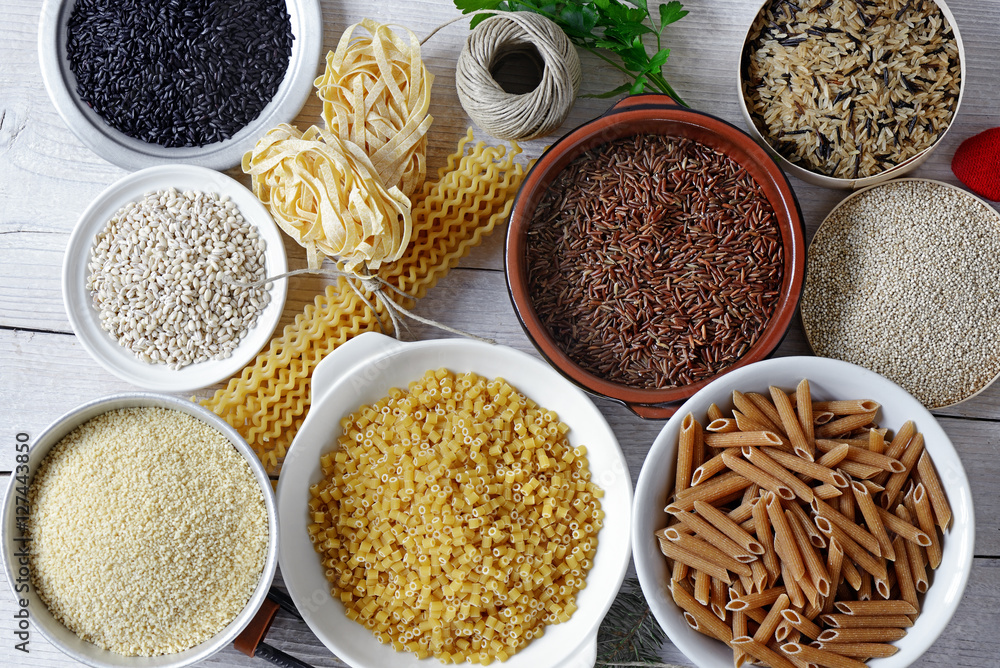 pasta - riso - couscous - orzo e quinoa Stock Photo | Adobe Stock