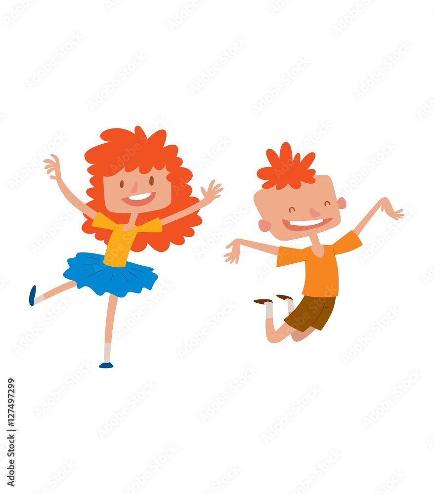 Happy children in different positions vector set. Stock Vector | Adobe ...