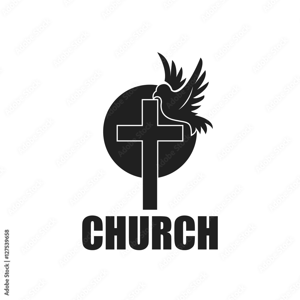 Cross and Pigeon Bird Church Logo Stock Vector | Adobe Stock