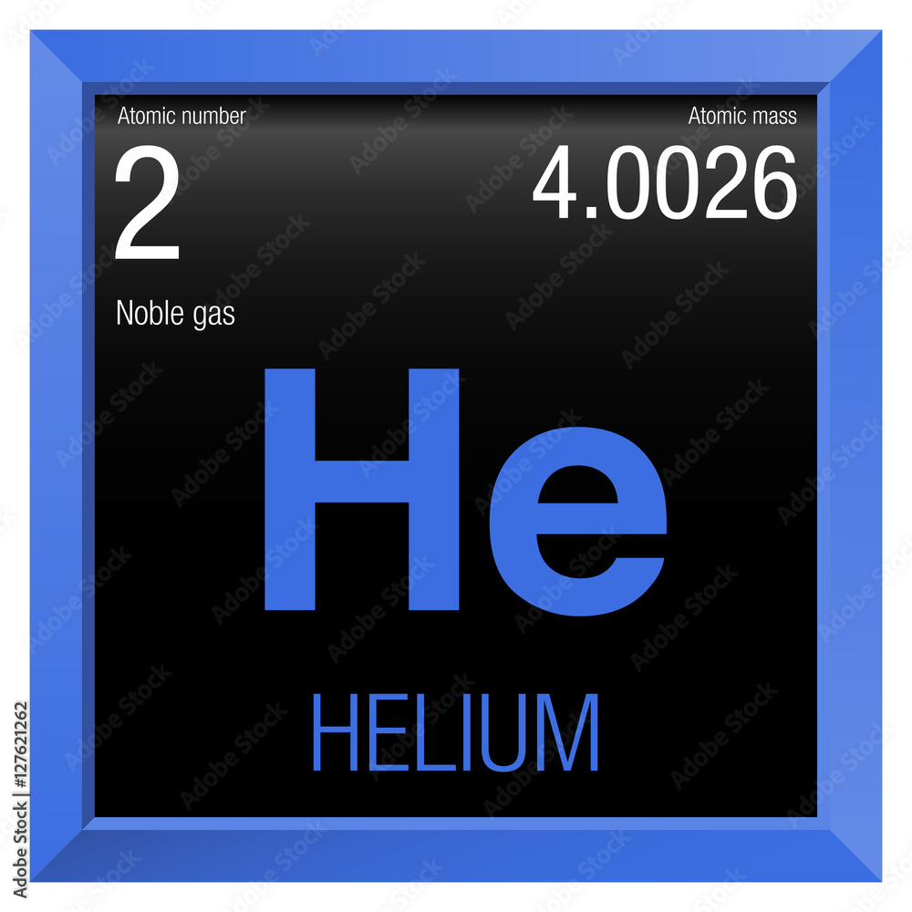 Helium symbol. Element number 2 of the Periodic Table of the Elements ...