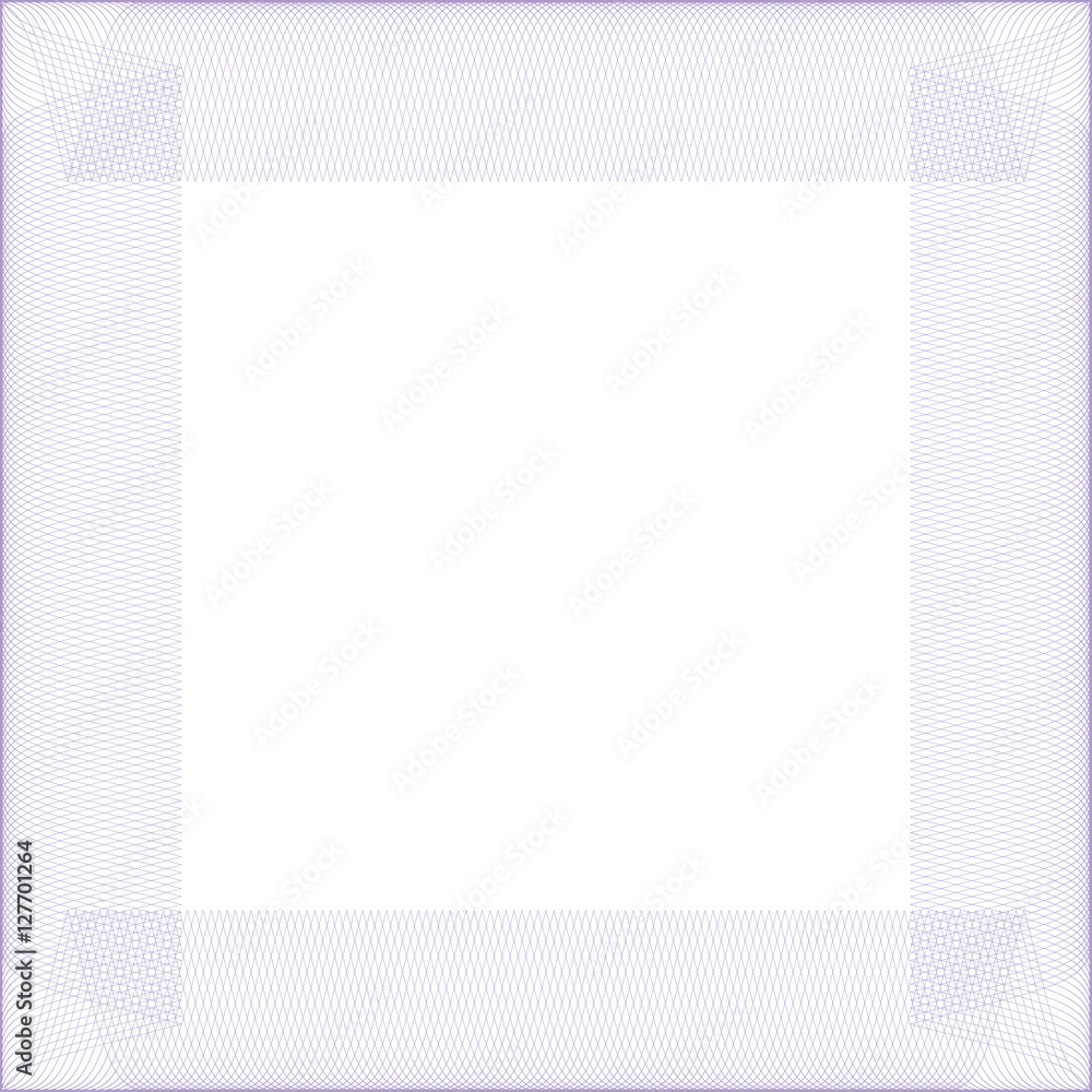 Border frame guilloche lace contour isolated on white (transparent ...